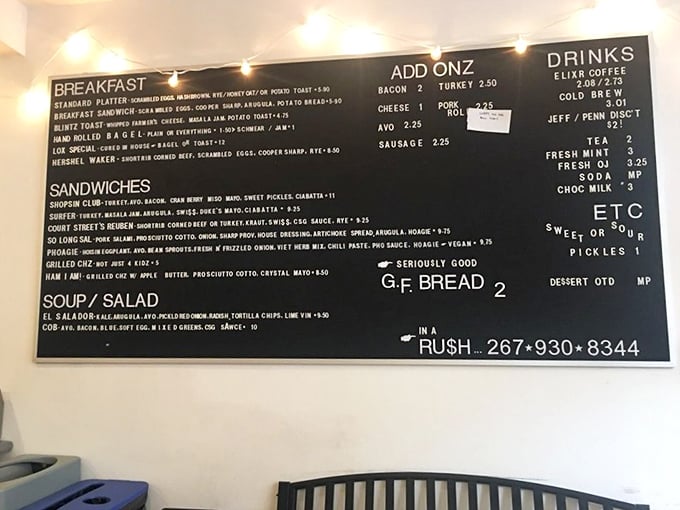 The menu board—a black and white testament to Middle Child's sandwich philosophy: do fewer things, but do them extraordinarily well.