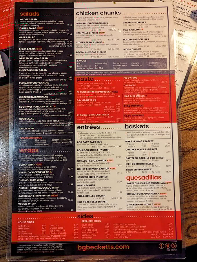 A menu that reads like a love letter to comfort food. Decision paralysis has never been so delicious.