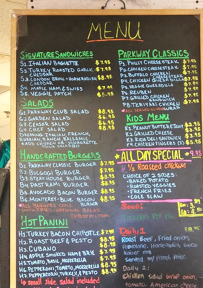 This hand-chalked menu board is Philadelphia's version of the Rosetta Stone—ancient wisdom of sandwich construction translated for modern appetites.