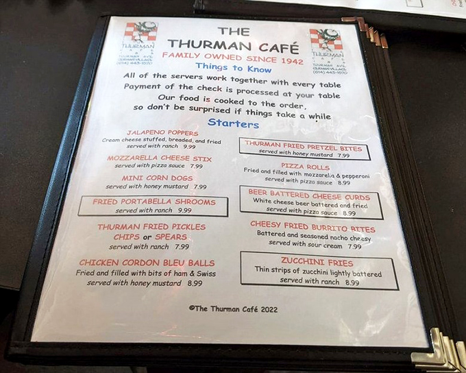 The menu promises no surprises – just honest food cooked to order. Those jalapeño poppers are calling my name!