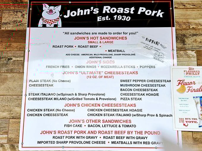 This menu reads like a love letter to Philadelphia's sandwich heritage, promising edible perfection in every option.