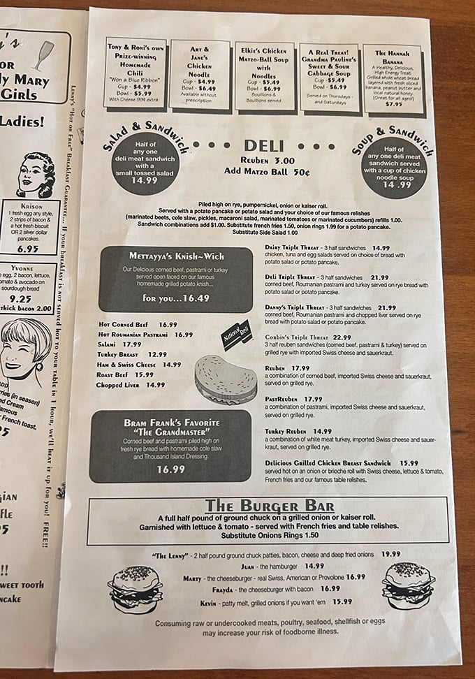 A menu that reads like a love letter to Jewish deli traditions and American breakfast classics—decision paralysis never tasted so good.