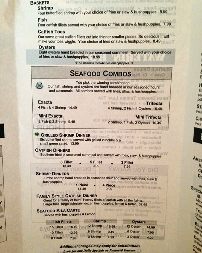 A menu that speaks the universal language of fried goodness. These aren't just options—they're life decisions that will haunt your dreams in the best way.