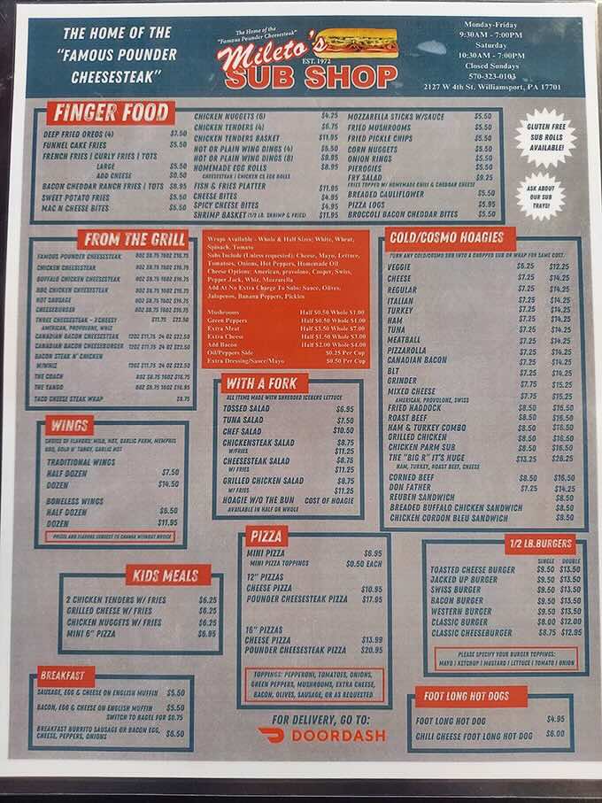 A menu that doesn't need fancy fonts or trendy descriptions—just honest food that speaks for itself. The Famous Pounder Cheesesteak isn't just a name.