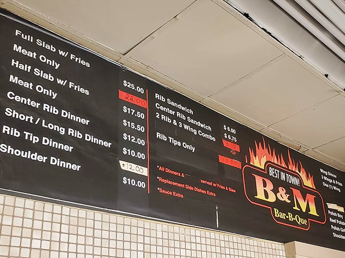A menu board that cuts right to the chase—no fancy descriptions needed when the food speaks this eloquently for itself.