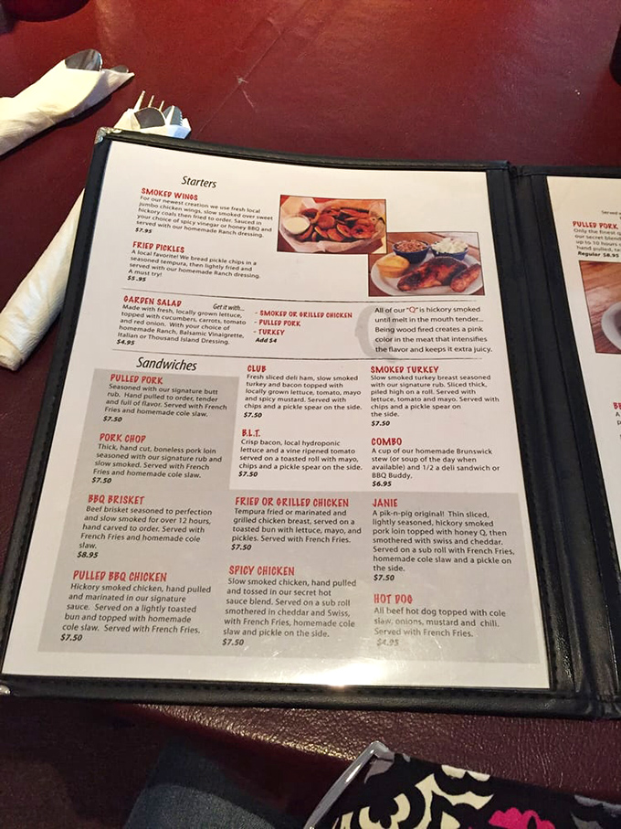 This menu isn't just a list—it's a roadmap to happiness. Each description promises smoky delights that'll make your taste buds stand at attention.