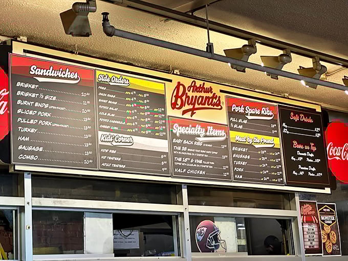 The menu board—a roadmap to happiness where decisions are tough but mistakes are impossible. Choose your smoky adventure!