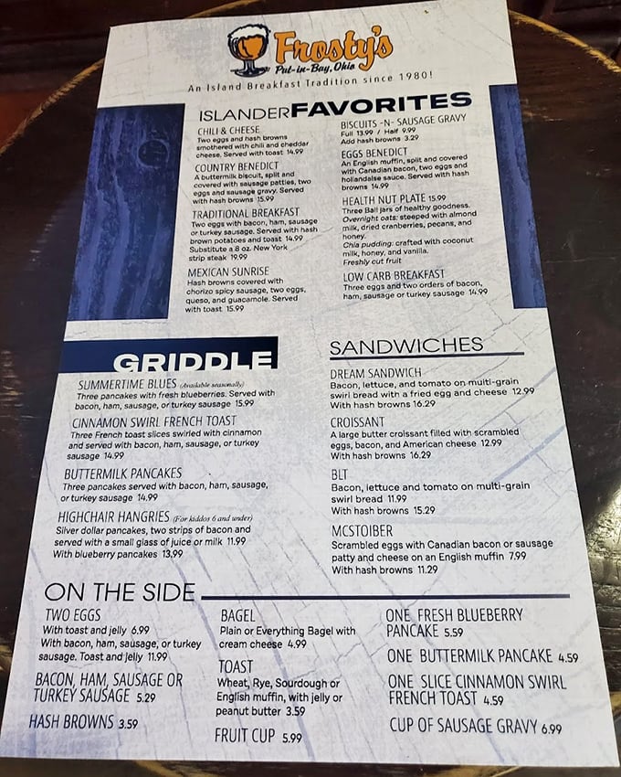 Breakfast decisions have never been so deliciously difficult. The menu reads like a love letter to morning comfort food, island-style.