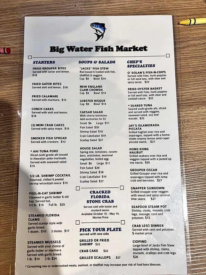 The menu reads like a love letter to the ocean—from Ahi Tuna Poke to Cracked Florida Stone Crab, decisions have never been so delicious.