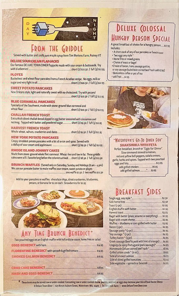 This menu isn't just a list of food—it's a roadmap to happiness. The "Deluxe Colossal Hungry Person Special" isn't just a meal, it's a commitment.