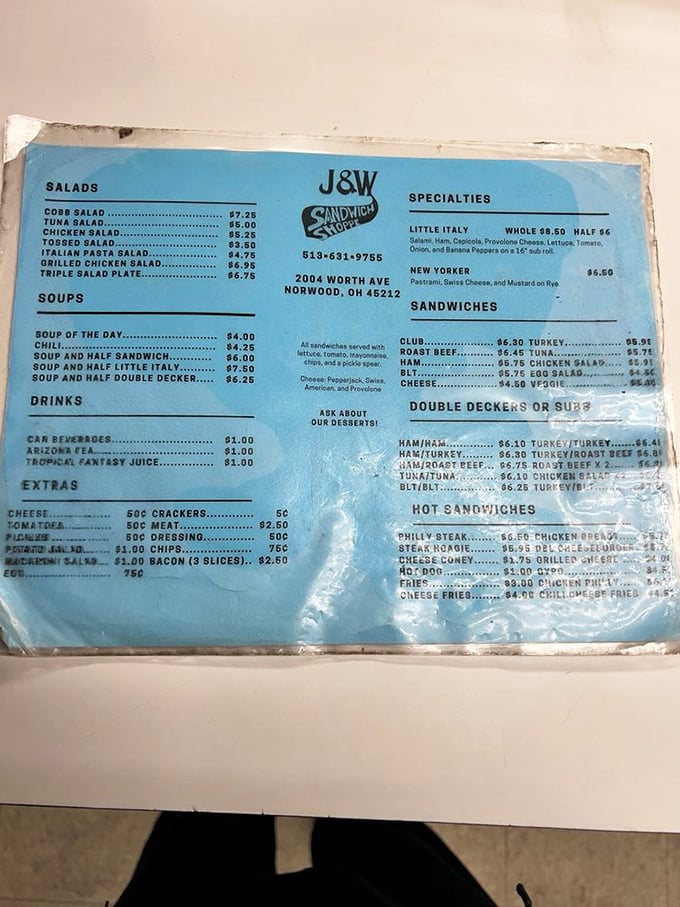 A menu that doesn't need fancy fonts or clever wordplay—just honest descriptions of sandwiches that have kept locals coming back for decades.