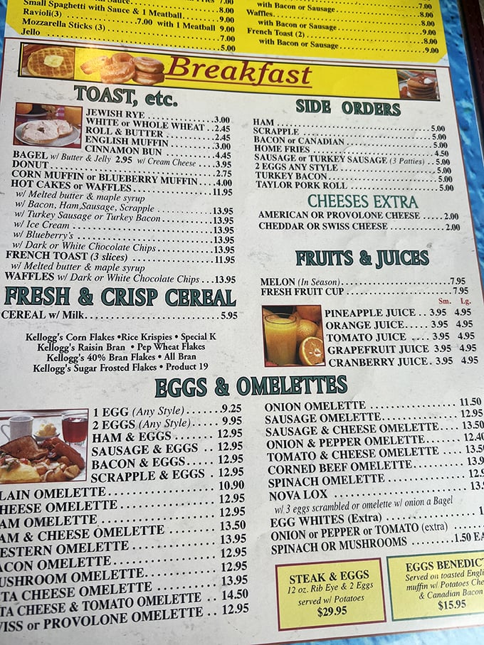 The breakfast menu at Little Pete's reads like a love letter to morning indulgence. Jewish rye, Nova lox, and scrapple? Philadelphia's melting pot on paper.