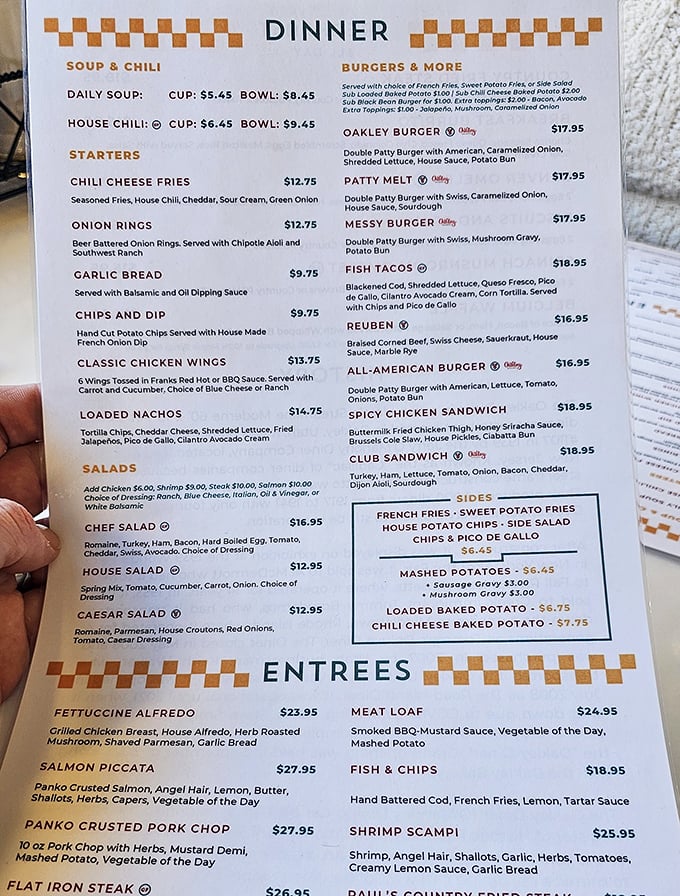 The menu reads like a love letter to American comfort food classics. Decisions, decisions—though that Reuben is calling my name louder than the others.