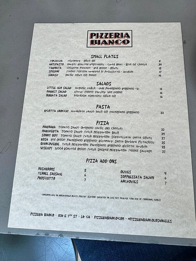 A menu so concise it fits on one page. In the pizza world, this is confidence—not indecision—and every option promises perfection.
