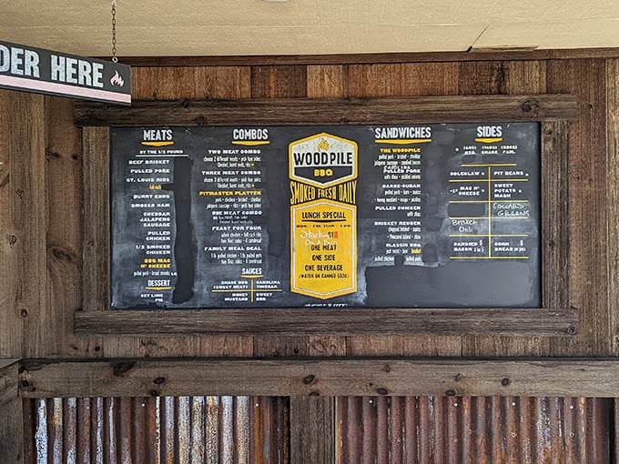 The chalkboard menu – barbecue's version of sacred scripture. Study it carefully; life-changing decisions await.