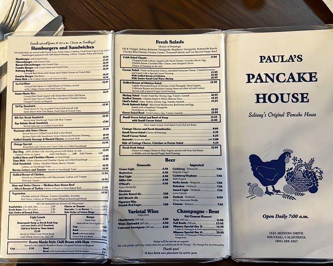 A menu that doesn't need fancy fonts to impress – just honest breakfast offerings that have kept locals and tourists coming back for decades.