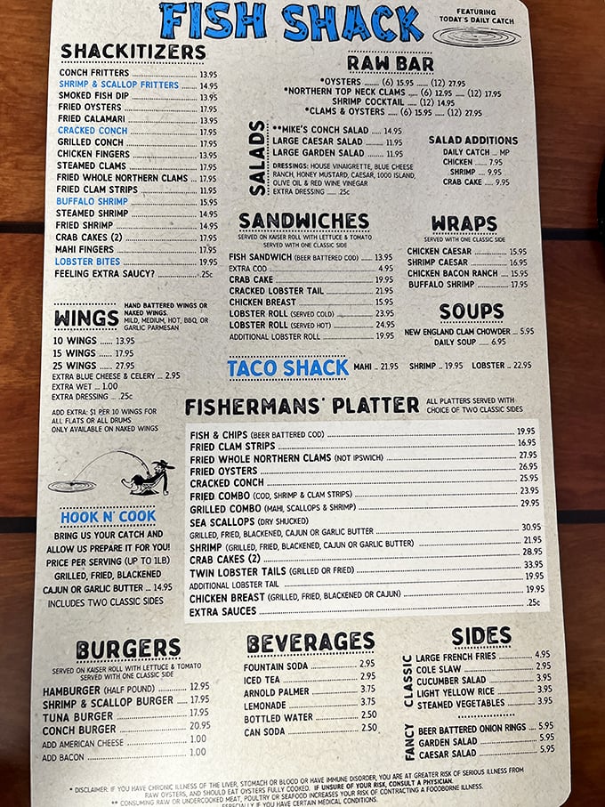 This menu reads like a greatest hits album of seafood – every track's a chart-topper.