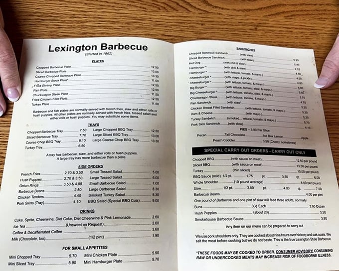 The menu that launched a thousand debates. In North Carolina, barbecue isn't just food—it's a cultural institution worthy of scholarly study.