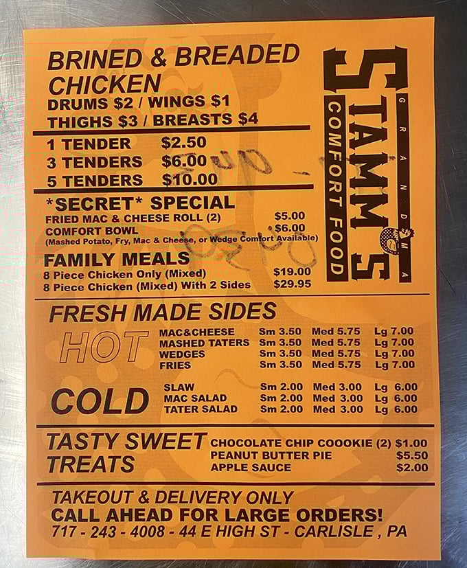 The menu that launched a thousand cravings – simple, straightforward, and focused on what they do best.