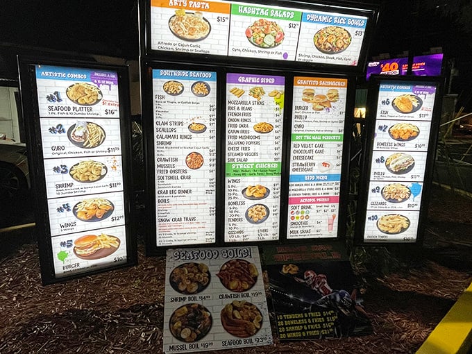 Those menu boards tell stories of oceanic abundance that'll make your decision-making skills completely disappear.