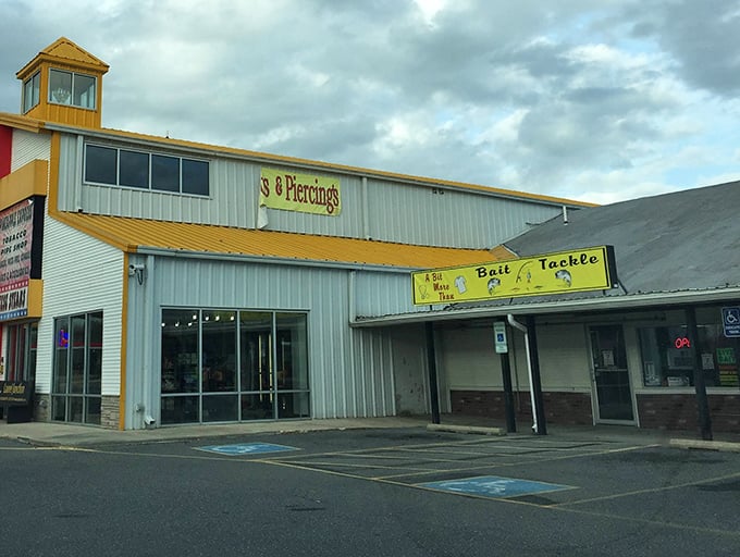 Even the exterior buildings have stories to tell—this bait and tackle shop proves Laurel Junction isn't just about antiques; it's where practical meets peculiar under one sprawling roof.