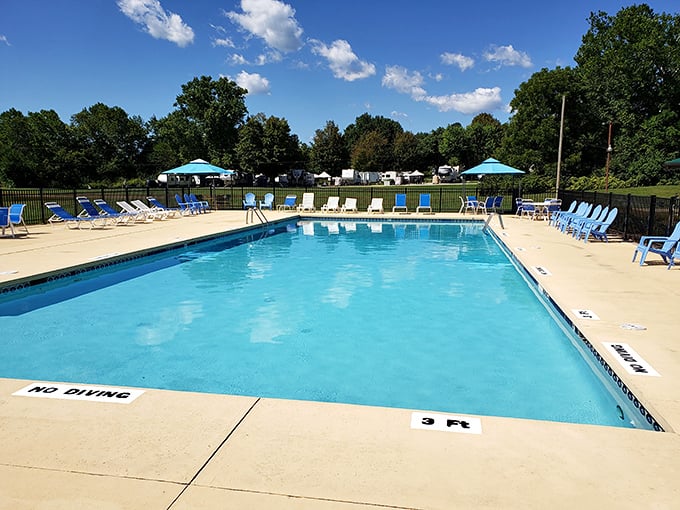 Nothing says "vacation victory" quite like claiming your spot by this crystal-clear pool on a hot Ohio summer day.