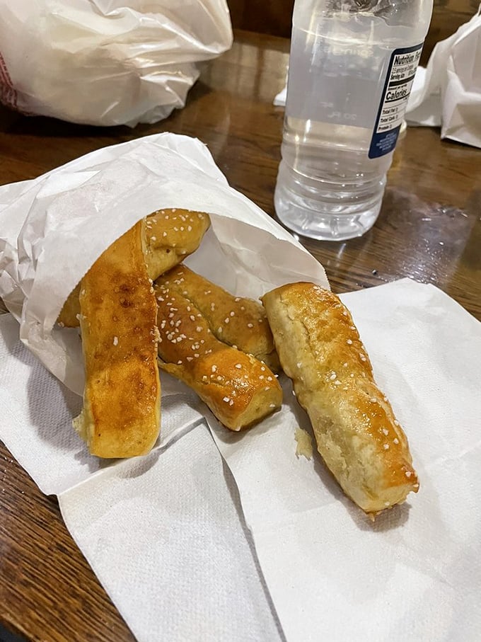 These aren't your ballpark pretzels. Handcrafted, golden-brown pretzel sticks with the perfect balance of chew and salt—worth every mile of the drive.