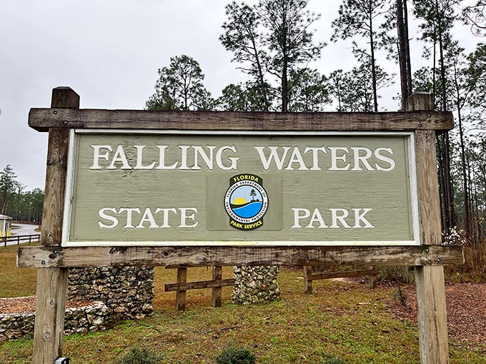This entrance sign might as well say "Welcome to Florida's Best-Kept Secret" – no neon required when you've got natural wonders waiting.