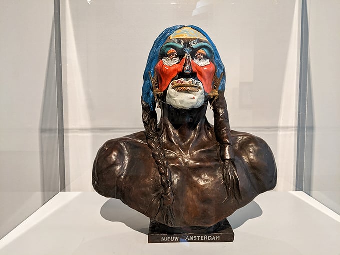 This bronze bust sports face paint that would make KISS jealous – Dalí knew how to make an entrance.