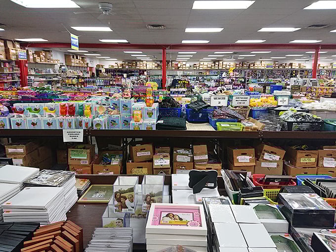 The controlled chaos of commerce. More merchandise per square foot than some small department stores, all waiting to be discovered.