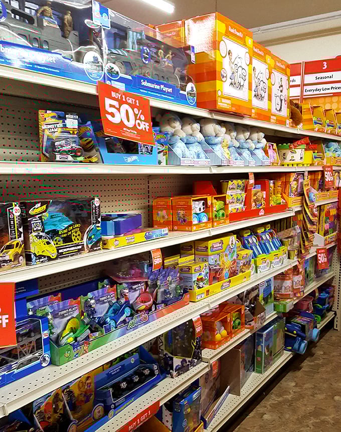 Toy paradise or parent trap? This aisle's "Buy 1, Get 1 50% Off" signs are the siren songs of childhood joy.