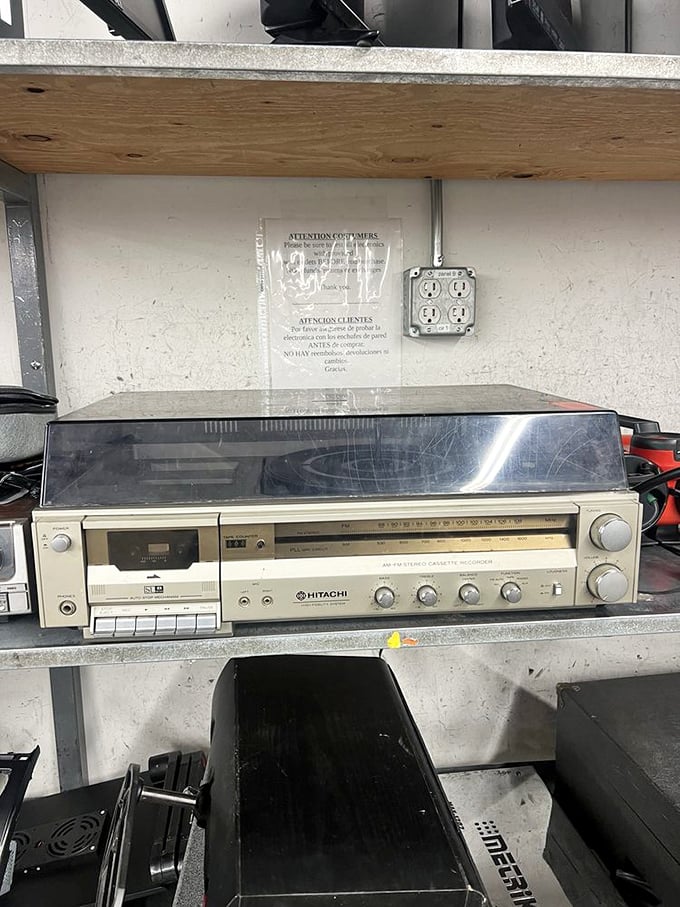 This vintage Hitachi stereo cassette recorder isn't just outdated technology—it's a time machine to mixtape memories.