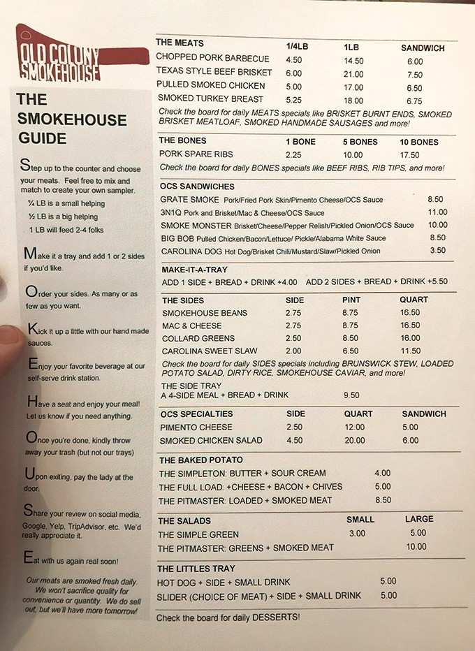 This menu reads like a love letter to barbecue tradition, with options that'll make your taste buds dance with joy.