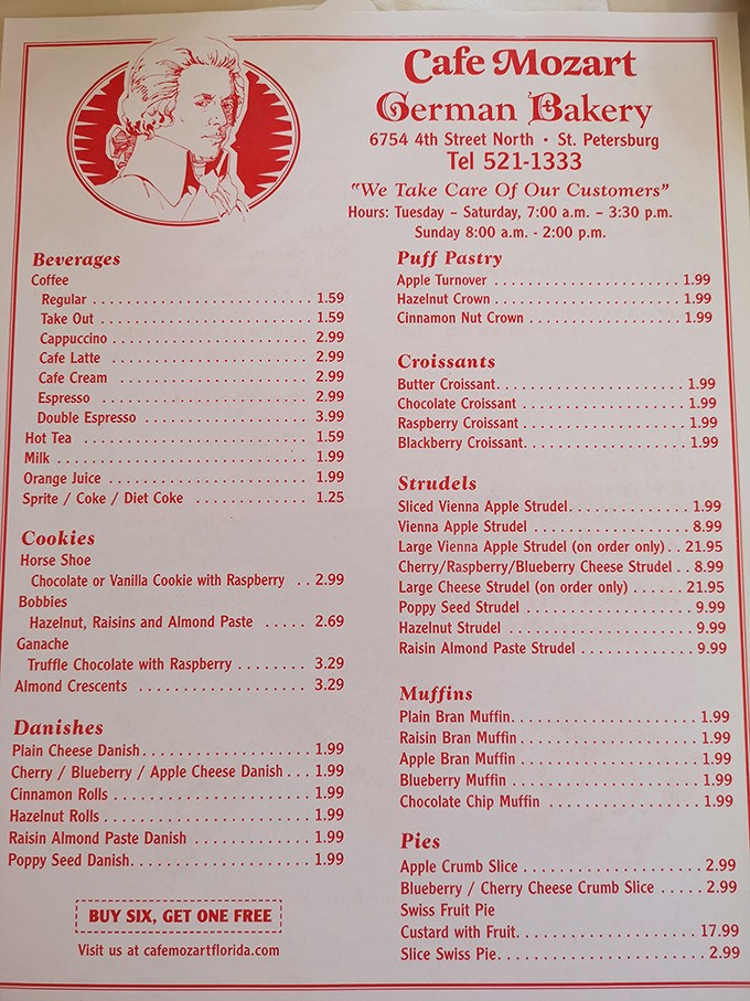This menu isn't just a list—it's a passport to German baking paradise. Each item represents generations of perfected recipes waiting to be discovered.