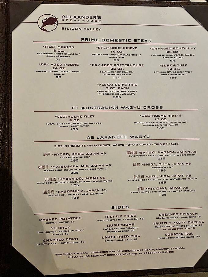 This isn't your typical steakhouse menu - Japanese Wagyu from legendary regions transforms dinner into a passport-free world tour.