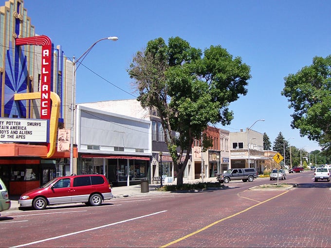The Alliance Theater's art deco design adds a splash of vintage glamour to this affordable small town – Golden Age Hollywood meets Midwest practicality.
