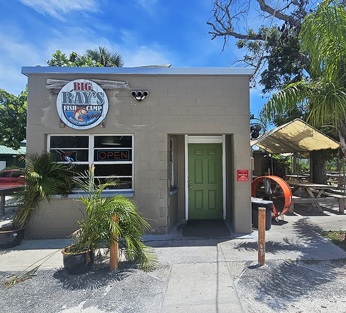 Don't let the cinder block exterior fool you—Big Ray's Fish Camp is where Tampa locals go when they're serious about seafood. That green door leads to grouper nirvana!