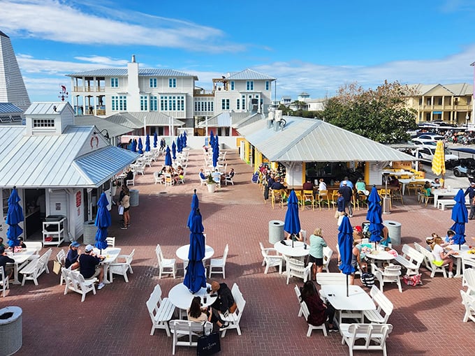 Bud & Alley's knows the secret: green umbrellas, white sand, and seafood so fresh it practically swims to your plate. 