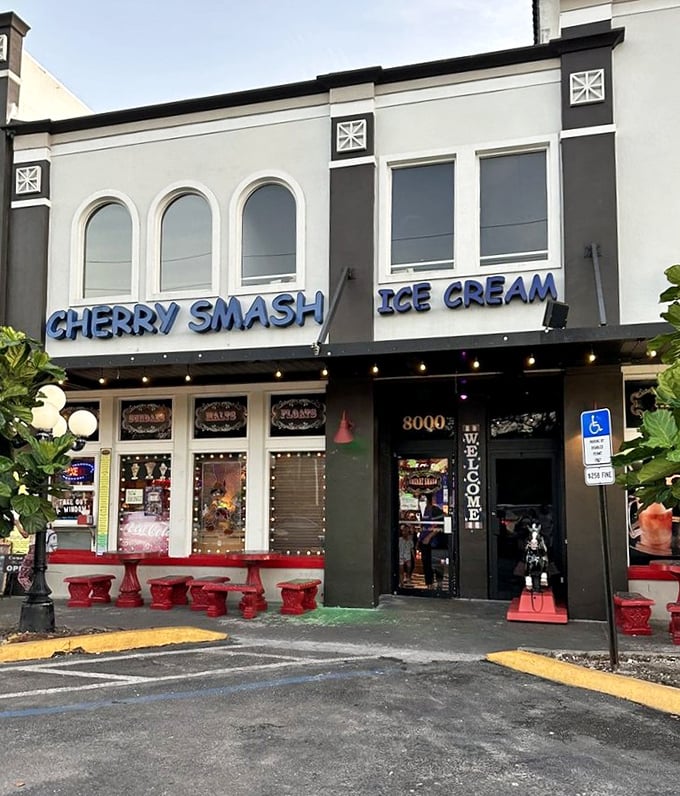 Modern meets timeless at this shake sanctuary where cherry dreams come true in frosty glasses.