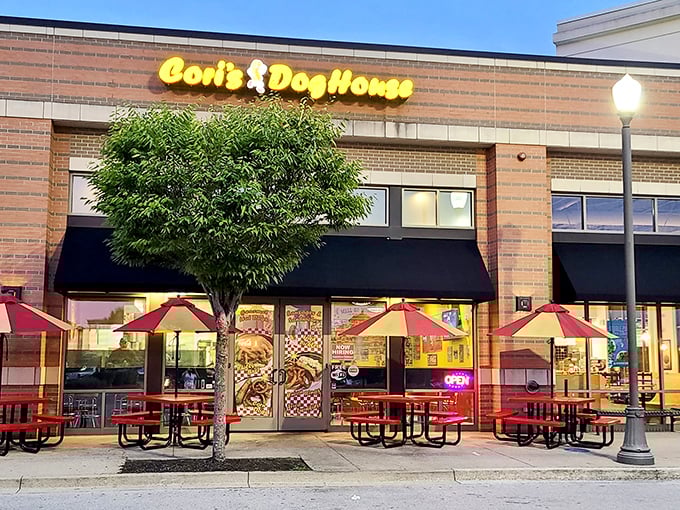 Those cheerful umbrellas and picnic tables whisper promises of leisurely meals and genuine neighborhood charm.