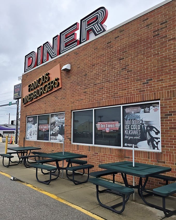 Don't let the simple brick exterior fool you - behind those windows lies some serious diner magic.