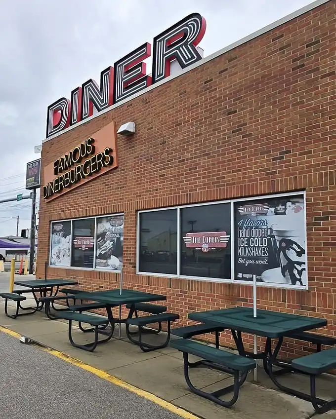 Don't let the simple brick exterior fool you - behind those windows lies some serious diner magic.