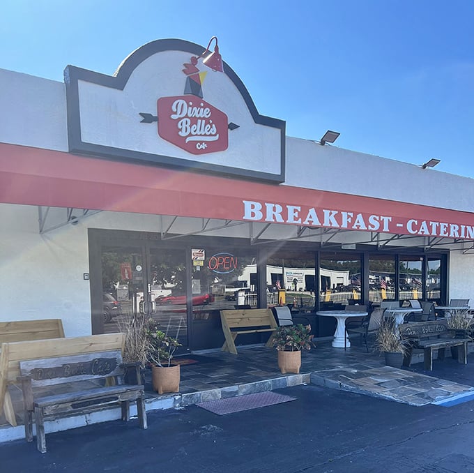 Red checkered awnings and Southern charm – like stepping into a Norman Rockwell painting with better food.