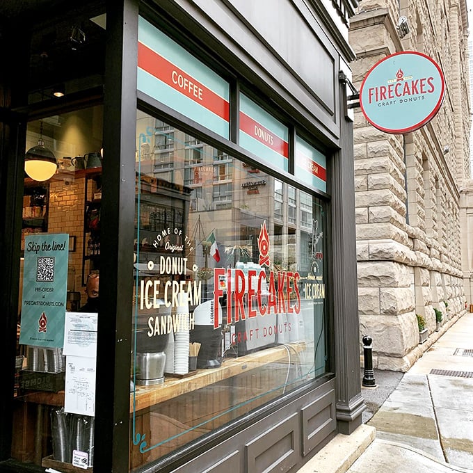 Firecakes' sleek urban storefront brings artisanal donut culture to downtown Chicago. Coffee, donuts, and ice cream – the holy trinity!