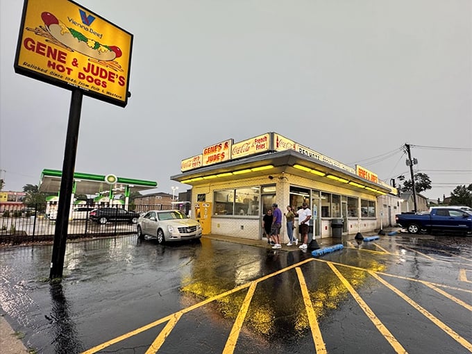 Don't judge this yellow book by its cover—inside lies some of the most talked-about hot dogs in Chicagoland.