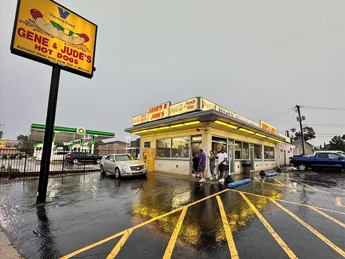 Don't judge this yellow book by its cover—inside lies some of the most talked-about hot dogs in Chicagoland.