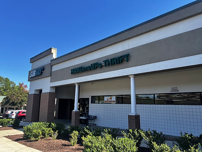 HandmeUPs Thrift sits ready for action, promising warehouse-sized adventures for the savvy shopper's eager cart.