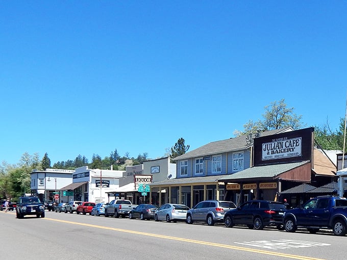 Victorian storefronts and wooden sidewalks create a storybook setting among rolling apple orchards.