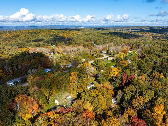 Nature's autumn fireworks explode across Killingly's affordable hillsides – a kaleidoscope of fall colors that even Scrooge McDuck would call a bargain.