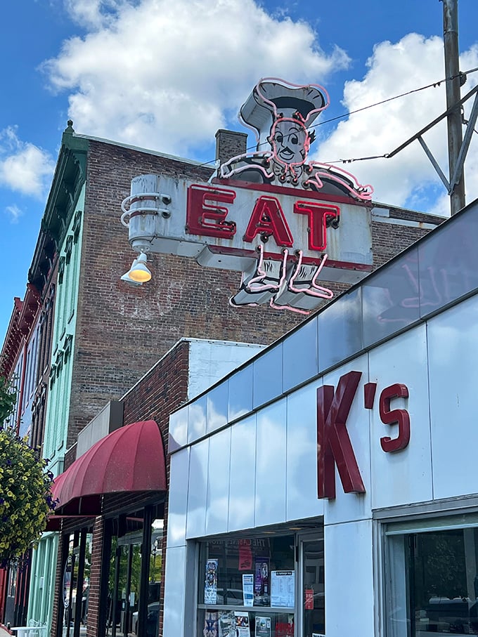 That vintage "EAT" sign isn't just decoration - it's a delicious command you'll happily follow.